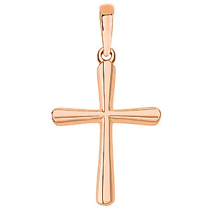 Jewelry America 14k Rose Gold Slender Small Cross Charm Pendant