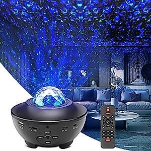 Liwarace Star Projector, Galaxy Projector Lights for Bedroom with Ocean Wave, Music Bluetooth Speaker, Remote Control, Night Light Projector for Room Decor, Birthday Gifts for Women Men Kids