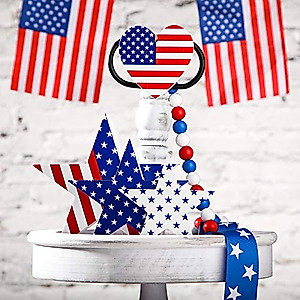 Jetec 3 Pieces 4th of July Wooden Star Signs Patriotic Wooden Star Patriotic Star Freestanding Table Signs Decoration for Independence Day Home Decoration Holiday (Simple Style)
