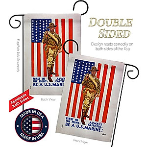 First in The Fight Garden Flag - Armed Forces Marine Corps USMC Semper Fi United State American Military Veteran Retire - House Decoration Banner Small Yard Gift Double-Sided Made USA 13 X 18.5