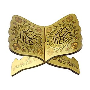 EXCEART Wooden Book Shelf Holy Book Stand Holder Bible Bookshelf Golden