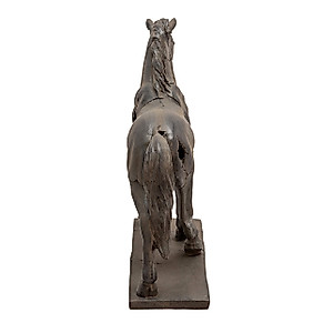 Cracked Horse Sculpture - Contemporary Rustic Western Decorative Home Art Display on Stand - Brown Polyresin Decor Statue for Home or Office