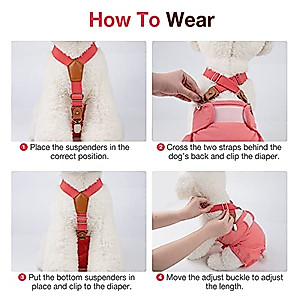 Pet Soft Dog Suspenders 2 Pieces Female Dog Diaper Suspenders for Dogs Diaper Keeper Suspender for Dog Skirt, Dog Dress (Brown & Red, M/L)