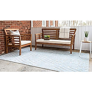 Unique Loom Sabrina Soto Outdoor Collection Geometric, Modern, Vibrant, Trellis Contemporary Area Rug, 9' 0" x 12' 0", Light Blue/Ivory