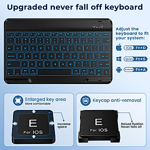 OYEEICE Keyboard Case for iPad Pro 12.9 inch (6th, 5th, 4th Gen) & New Air 13 inch M2, 7 Color Backlit Detachable Wireless Keyboard, Auto Sleep/Wake Cover with Pencil Holder (2022 2021 2020) - Black