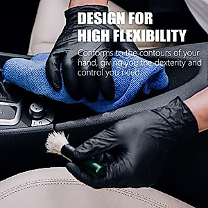 Amozife Disposable Nitrile Exam Gloves, 100 Pack X-Large Latex Free Non Sterile Black Glove for Medical, Cooking, Food Prep, Cleaning