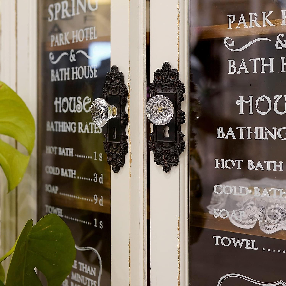 SOFFEE DESIGN 2pcs Vintage Cabinet Pull Drawer Knob, Distressed Closet Handle with Clear Resin Knob, Antique Door Knob with Mounting Screws for Cupboard, Kitchen Furniture - Black