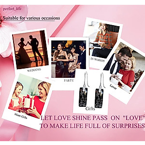 Hypoallergenic Earrings for Women 925 Sterling Silver Dangle Earrings Austria Crystals Hook Earrings Drop Earrings Jewelry for Mom (Black Crystal Earrings for Women)