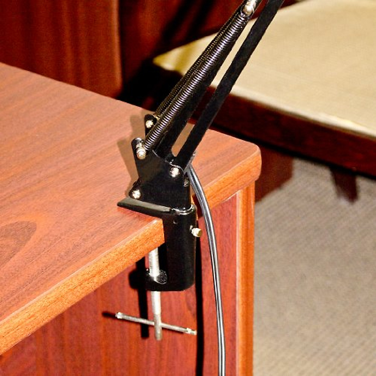 Globe Electric 56963 32" Multi-Joint Desk Lamp, Metal Clamp, Black, On/Off Rotary Switch on Shade, Partially Adjustable Swing Arm, Home Office Accessories, Lamp for Bedroom, Home Improvement