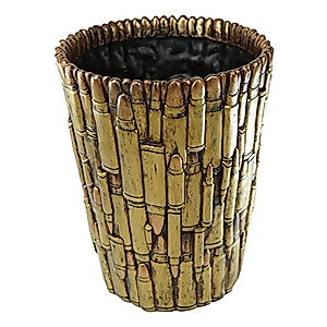 Ebros Gift Rustic Western Military Style Spherical Rifle Ammo Rounds Shells Gold Tone Bullets Bathroom Accessory (Dry Waste Basket Trash Bin)