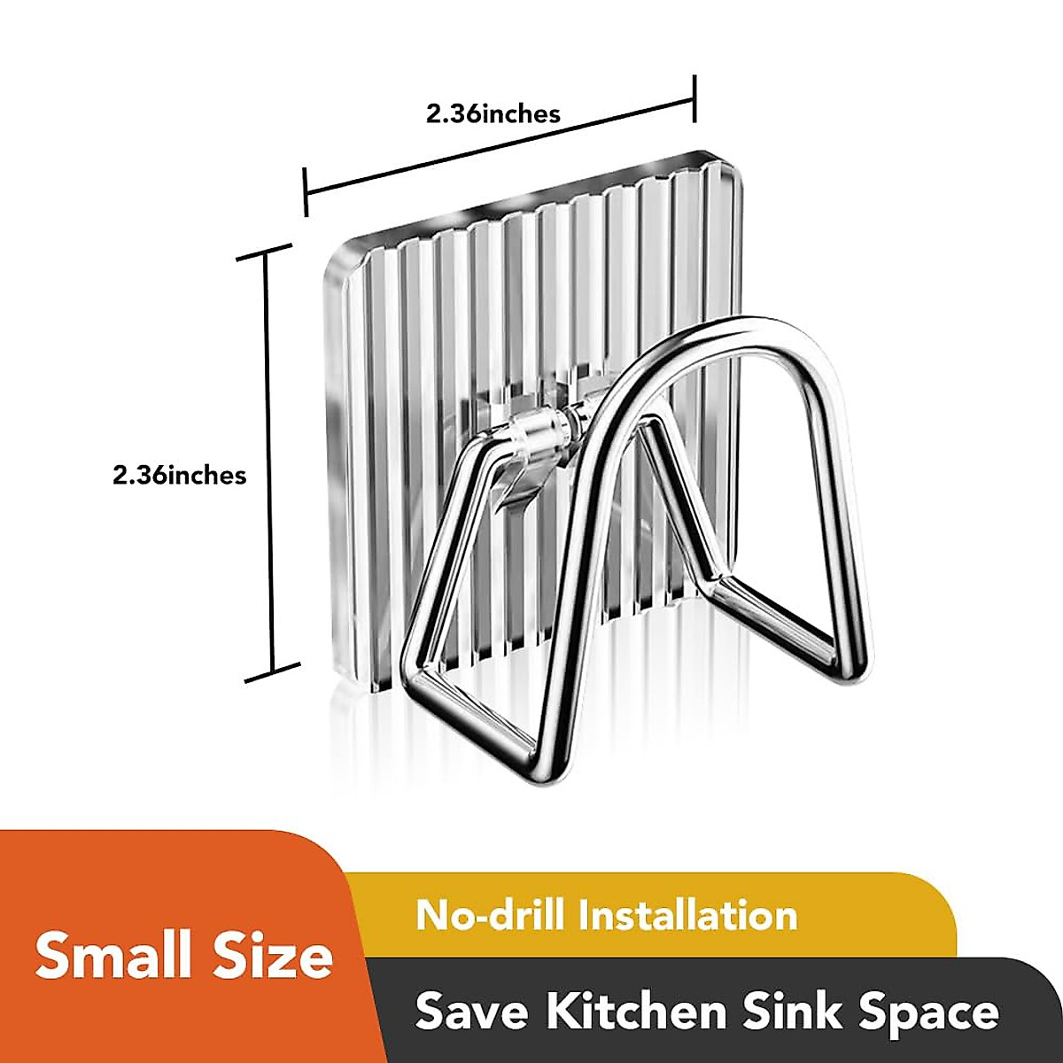 ESINAM 2Pcs Sponge Holder for Kitchen Sink, Strong Adhesive Clear Acrylic Kitchen Sink Sponge Caddy for Kitchen Organization in Sink， Multifunctional Inside Sink Sponge Holder