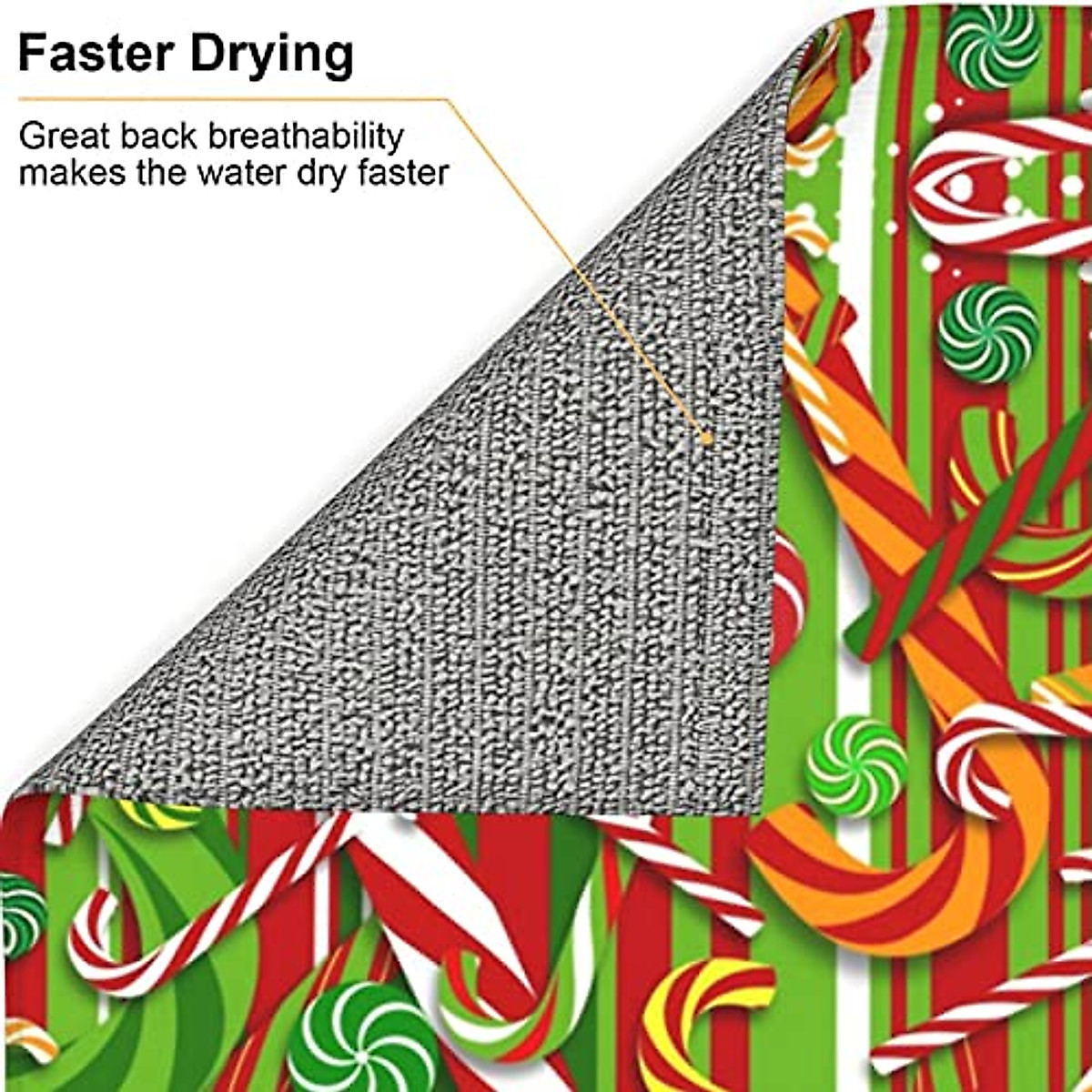 Merry Christmas Printed Drying Mat For Kitchen Ultra Absorbent Microfiber Dishes Drainer Mats Non-Slip Silicone Quick Dry Pad - 18 X 16inch