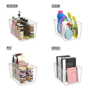 Pinkpum Pantry Organization and Storage, Refrigerator Organizer Bins with Lids, Plastic Storage Bins for Kitchen, Set for 6