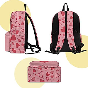 Vyacrtax Heart Backpack Large Capacity Teen Bookbag for Girls Hand-painted Style Laptop Backpack Casual Cute Travel Bag Daily Knapsack for Women