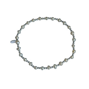 Handmade 925 Sterling Silver & Pearls Beaded Stretch Bracelet for women, Length 6.75 inches / 17CM, Dainty Beaded Bracelet Boho Jewelry, By MiYa Jewelry Creations