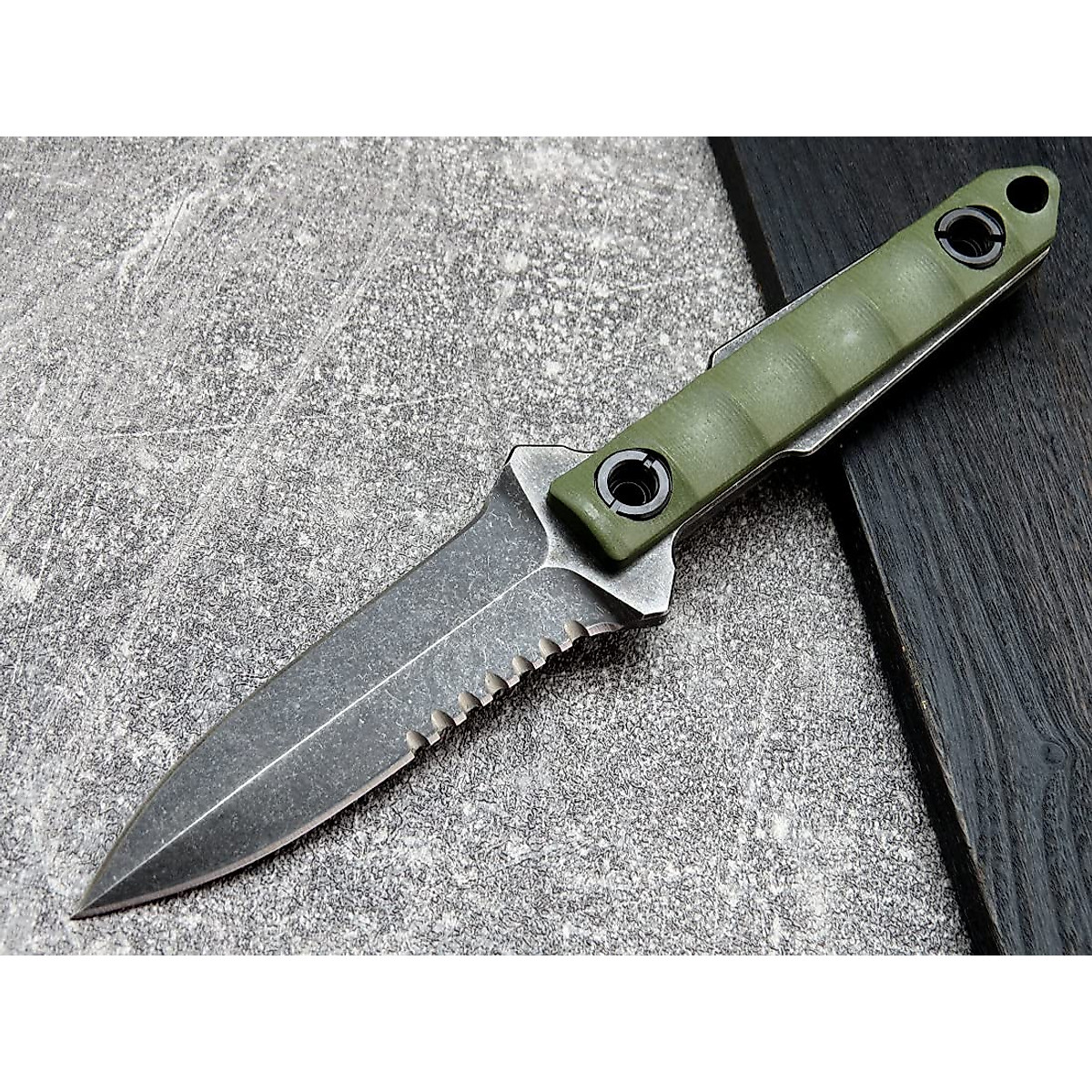 Ccanku C1290 Fixed Blade Marine Corp Serrated Knife 8 Inch D2 Blade Steel & G10 Handle For Outdoor Survival, Camping, Bushcraft and Hunting, K Sheath-Army Green