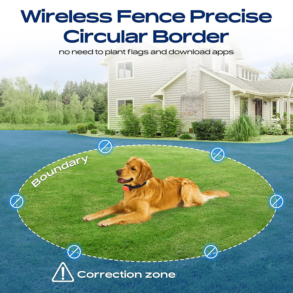 WTBFX Wireless Dog Fence System,Electric Fence for Dog,Dog Training Collar with Remote,Portable 2 in 1 Wireless Dog Fence Waterproof and Rechageable Collar,Medium and Large Dog Collar