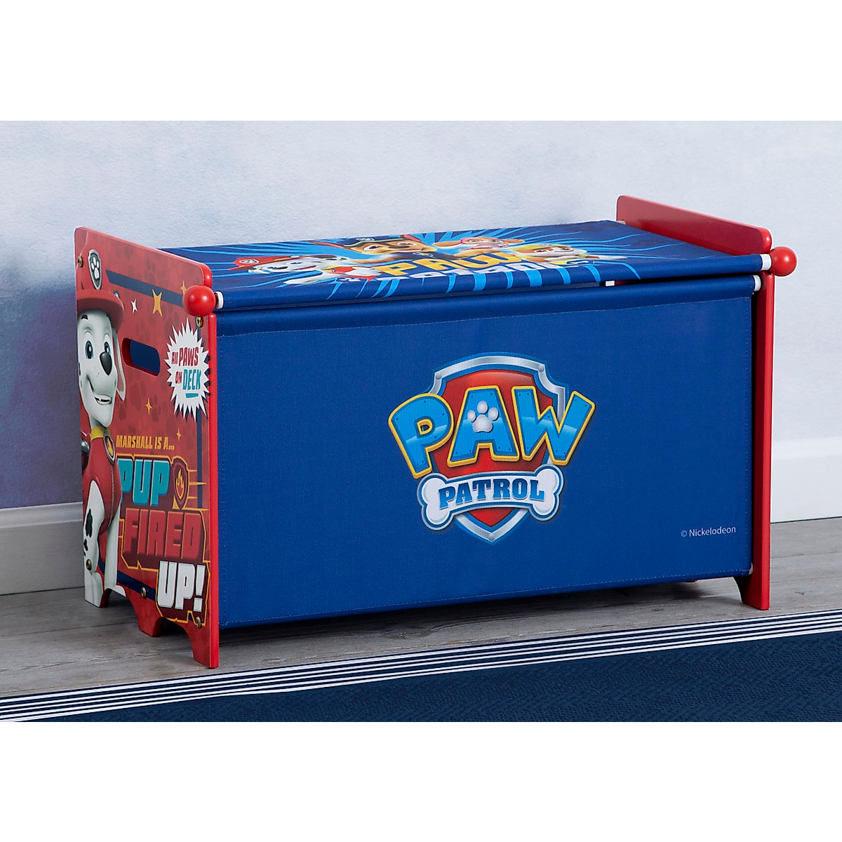 Delta Children PAW Patrol Toy Box Toy Box with Retractable Fabric Top, Blue