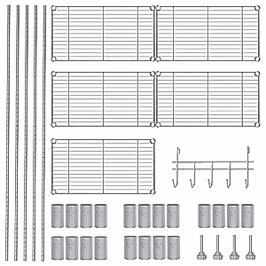 Cozzine 5 Tier Storage Shelves, Adjustable Storage Shelves Heavy Duty Steel Tube Wire Shelving Unit (Black 21'' x 11'' x 59'')