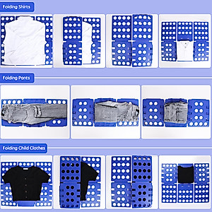 T Shirt Folder T Shirt Folding Board T Shirt Clothes Folder Laundry Organizer Durable Tool Plastic Easy and Fast Folding Board for Kid Children and Adult Plastic Folding Helper Blue