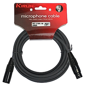 KIRLIN Cable MPC Microphone Cable, XLR, BLACK, 25FT (MPC-270PB-25/BK)