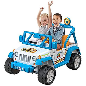 Power Wheels Disney Pixar Toy Story Jeep Wrangler, 12V battery-powered ride-on vehicle for preschool kids ages 3-7 years