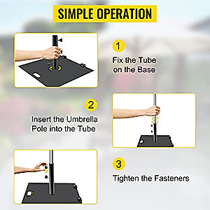 VEVOR, 24" Square Heavy Duty, 39lbs Holder Stand, Cast Iron 1.5-2" Pole Market Umbrella Base with 14" Height Pipe for Yard/Garden/Deck, Black