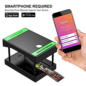 Rybozen Mobile Film and Slide Scanner, Lets You Scan and Play with Old 35mm Films & Slides Using Your Smartphone Camera, Fun Toys and Gifts with LED Backlight, Rugged Plastic Folding Scanner