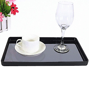 Acrylic Collection Serving Trays& Platter for Kitchen,Beverage,Drink,Food or Bathroom,YAT-08410,Black (L30xW20x2cm)