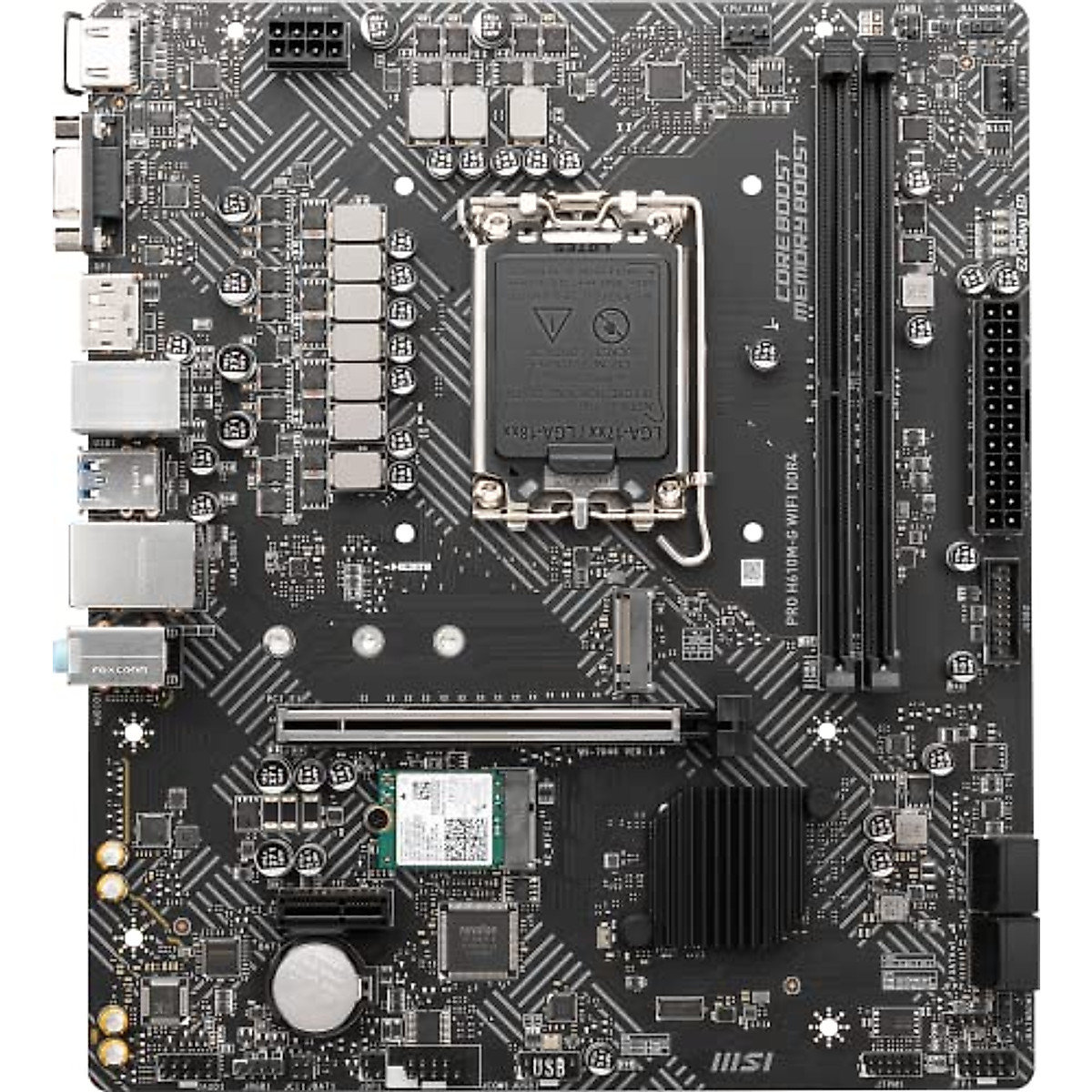 MSI PRO H610M-G WiFi DDR4 ProSeries Motherboard (mATX, 12th/13th Gen Intel Core, LGA 1700 Socket, DDR4, PCIe 4, 2.5G LAN, M.2 Slots, USB 3.2, Wi-Fi 6)