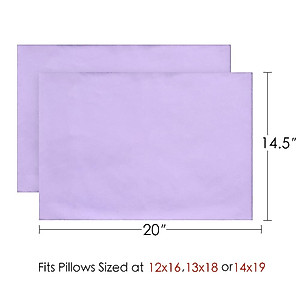 Toddler Travel Pillowcases Set of 2, 14x20- Fits Pillows Sized 12x16, 13x18 or 14x19, 100% Silky Soft Microfiber, Envelope Closure Machine Washable Kids Pillow Cases, White (Purple)