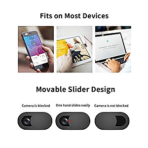 Webcam Cover, Camera Cover Slide, Laptop Camera Cover Slide, Smartphone Webcam Sticker,Camera Blocker Protect Privacy Perfect Laptop Camera Cover for Phone, Tablet, Laptop 6 Pack (3 Black+3 White)
