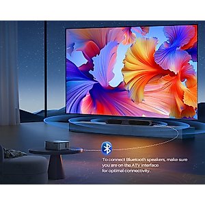 GooDee Projector 4K Support, Outdoor Projector with Wifi and Bluetooth, Android TV Projector 1080p with Auto Focus & Full-Sealed Optical Engine for Movie, Netflix/Prime Video Built-in, 8000+ Apps