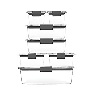 Rubbermaid Brilliance BPA Free Food Storage Containers with Lids, Airtight, for Lunch, Meal Prep, and Leftovers, Set of 7