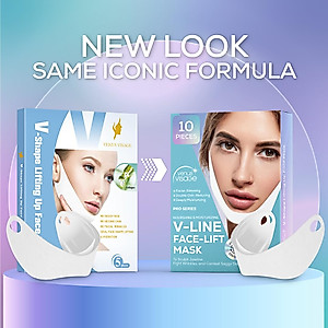 VENUS VISAGE V-Line Chin Mask, Moisturizing Double Chin Mask for Jaw Line Definition, Chin Strap for Double Chin for Women & Men, V Line Lifting Mask, Visually Sculpting Double Chin Strap (5-Pack)