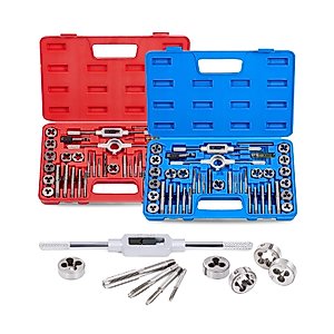 OMT SAE & Metric Tap and Die Set 80pcs | SAE Thread Types: NC, NF, NPT | Tap Die Set Metric SAE Standard for Cutting External and Internal Threads