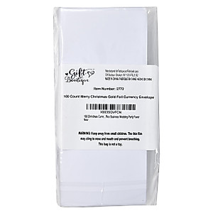 Gift Boutique - 100 Christmas Currency Envelopes Holiday Money Gift Envelope Holder Enclosure A Gift For You Gold Design 2 7/8” x 6 ½” for Cash Check Coin Note Mailing Gifts Office Wedding Party Favor