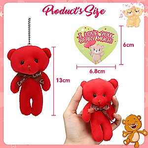 28Pcs Valentines Day Cards for Kids with Bears Plush Toys, Heart Cards+ Mini Bears Stuffed Plush Doll Keychain Toys For Kids Valentine Exchange Cards Classroom Gifts Kids Valentines Party Favors