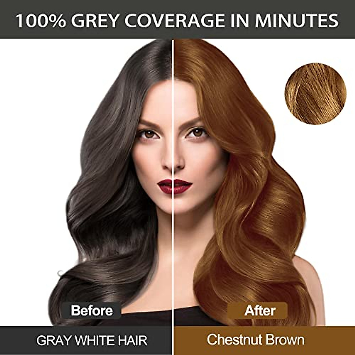Hair Dye Shampoo 3 IN 1-100% Grey Coverage - Instant Black Hair Dye, Herbal Permanent Hair Color Shampoo for Women & Men Hair Dye Coloring in Minutes(500mL,17.6 Fl Oz) (Chestnut Brown)