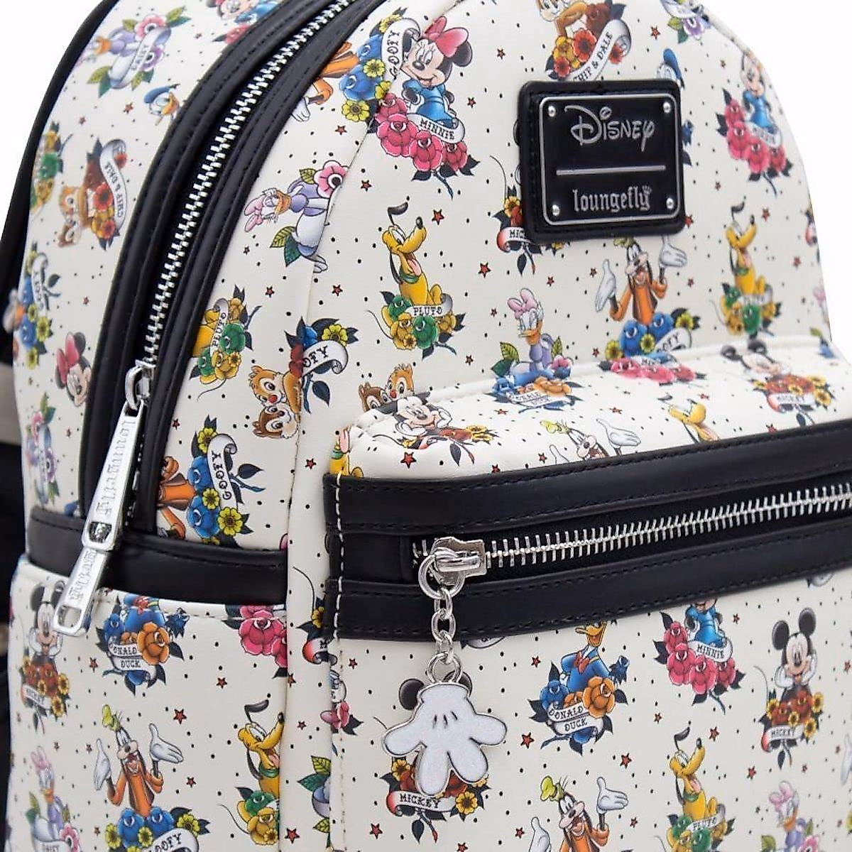 Loungefly - Disney - Mickey Mouse and Friends - Tattoo Art - Mini Backpack Purse, Multicolor