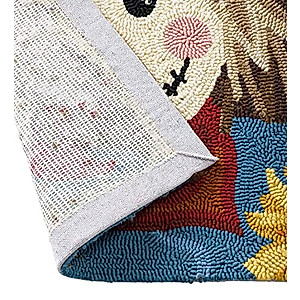 Plow & Hearth Indoor/Outdoor Scarecrow Hooked Polypropylene Accent Rug, Textured Floor Covering, Durable, Easy to Clean, Fade-Resistant, High-Traffic, Pet-Friendly, 24" x 42"