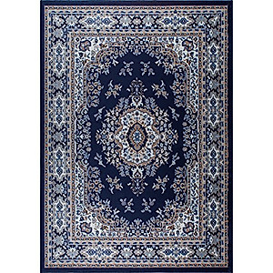 Home Dynamix Premium Sakarya Traditional Medallion Area Rug, Navy Blue/Brown, 5'2"x7'4"