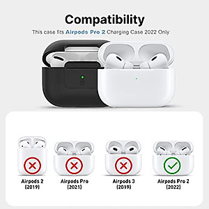 FUNLINK for Airpods Pro 2nd Generation Case 2022, [Upgrade Secure Lock] AirPods Pro 2 Case Cover Shockproof Silicone Skin Protective Case with Keychain& Lanyard for New Apple Airpods Pro Case