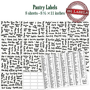 Megavava 266 Pantry Labels+15 Blank Labels 266 Kitchen Pantry Names – Food Label Sticker, Water Resistant Pantry Labels for Containers, Jar Labels Pantry Organization and Storage