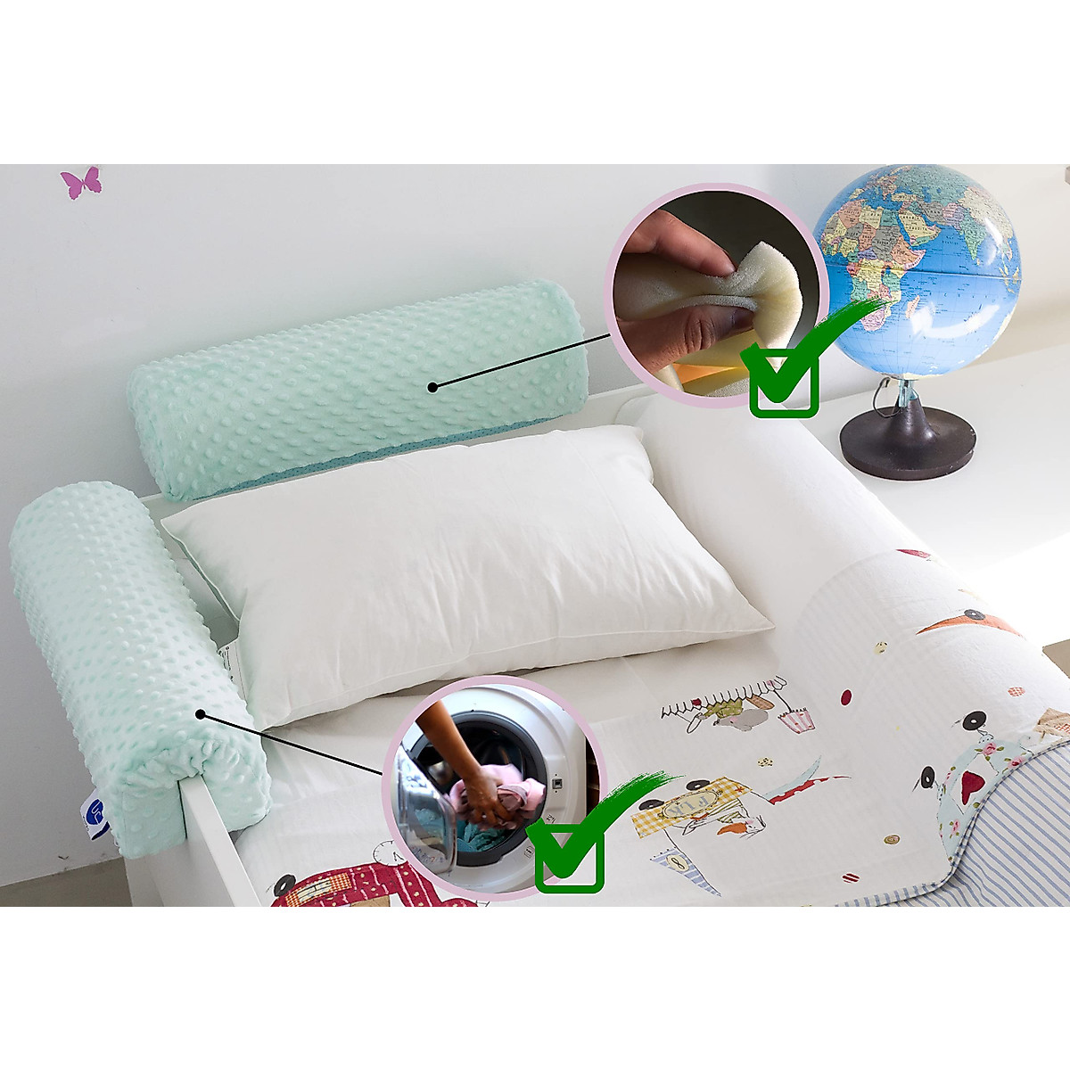 UC Bed Barrier (2 x 1NEW) Children's Bed Safety Barrier + Protector Children's Bed | Barrier Folding Travel Bed | Anti-Fall Bed | Foam Barrier for Children's Bed 90, 150, 180, 200 | Wall Protector