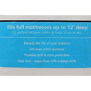 Mainstays Vinyl Fitted Mattress Protector, White, Full