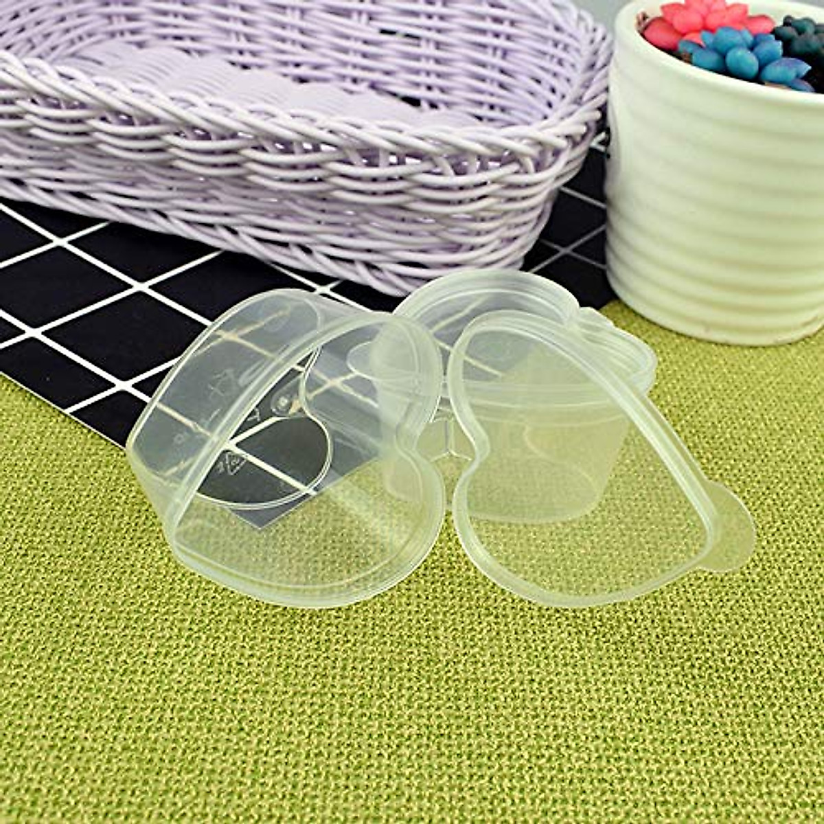 Tegg Storage Box 32PCS 1.5 oz Heart Shaped Transparent Plastic Storage Containers with Lids for Slime Foam Ball