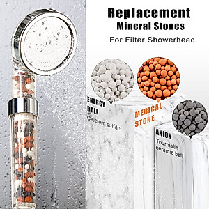 Replacement Shower Filter Beads Anion Mineral Balls Purifying Stones for Purifying Water Filter Shower Head 3 Kinds (6 Packs,Diameter 7-8 mm)