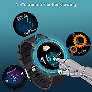 Cillso Smart Watch for Men, IP68 Waterproof Fitness Tracker, Smartwatch for Android iPhone Phones, Activity Tracker with Heart Rate and Sleep Monitor, 24 Sports Modes, Pedometer, Black