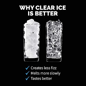 Luma Comfort Clear Ice Cube Maker Machine | First Cubes In 15 Minutes, 28 lbs. of Ice in 24 Hours | Countertop Portable Design in Stainless Steel - IM200SS